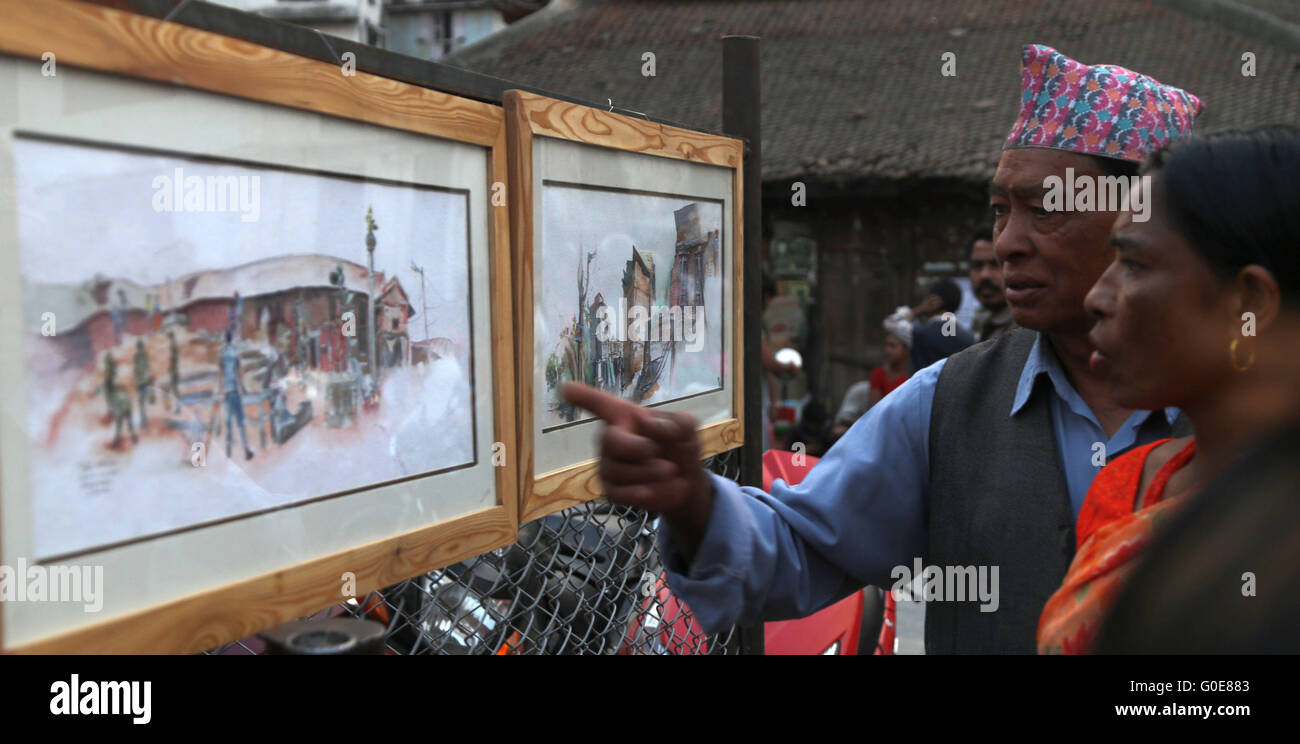 Kathmandu, Nepal. 30th Apr, 2016. An art exhibition 'Project Naksa ...