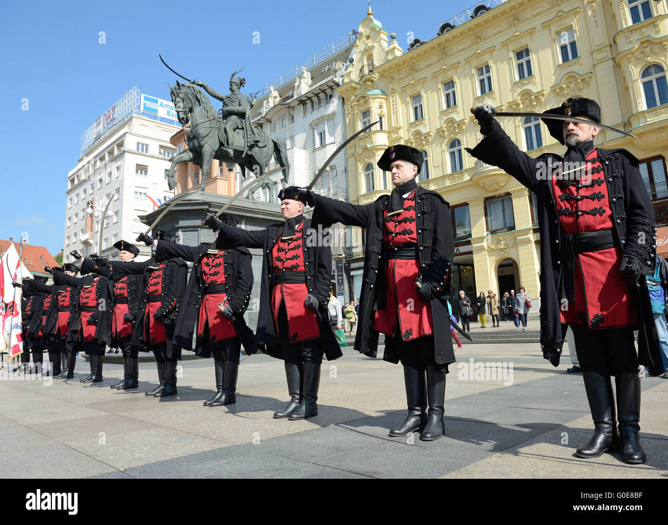 Zagreb, Croatia. 30th Apr, 2016. Members of Croatian historic military ...