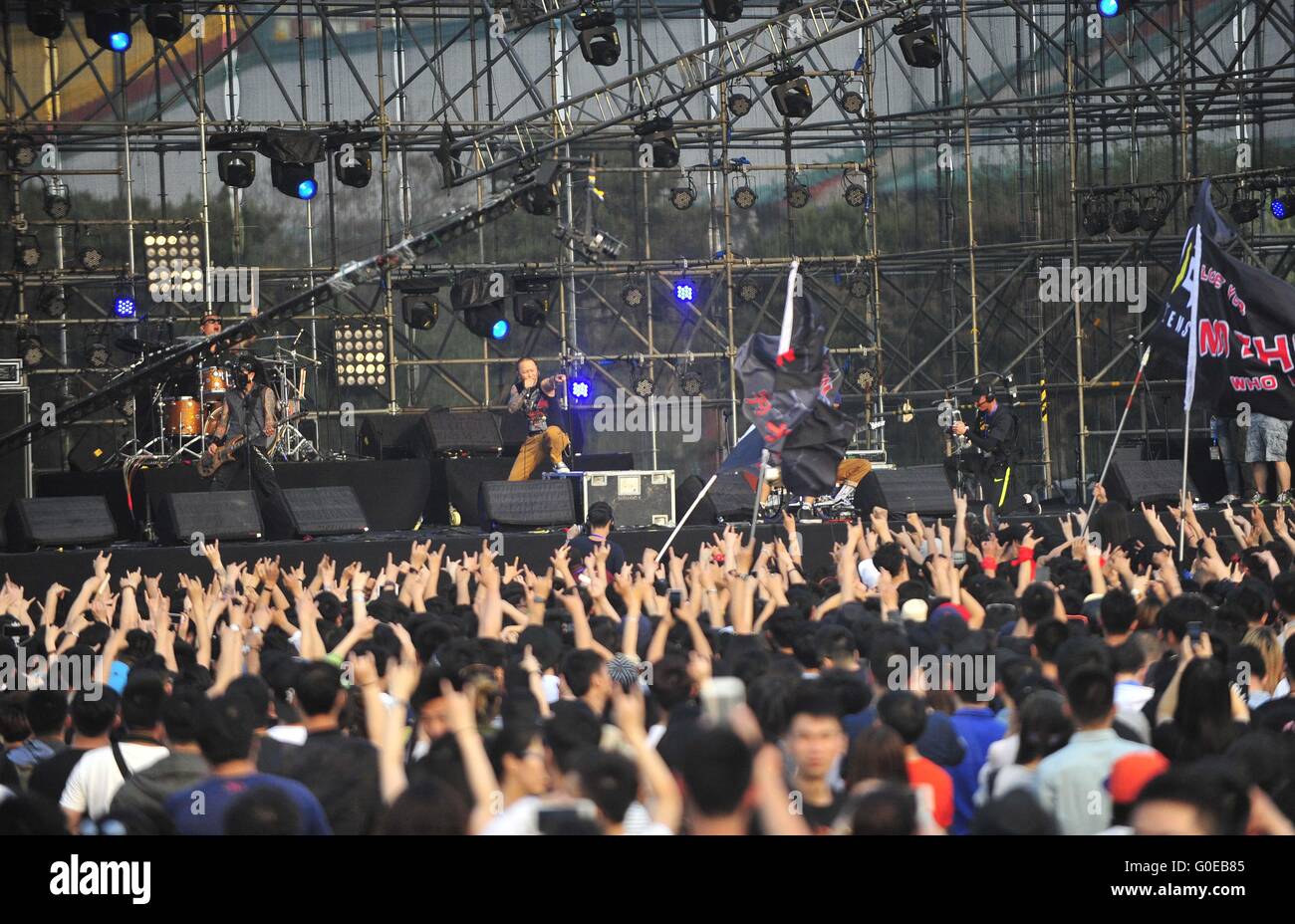 Beijing, China's Hebei Province. 30th Apr, 2016. Members of rock band ...