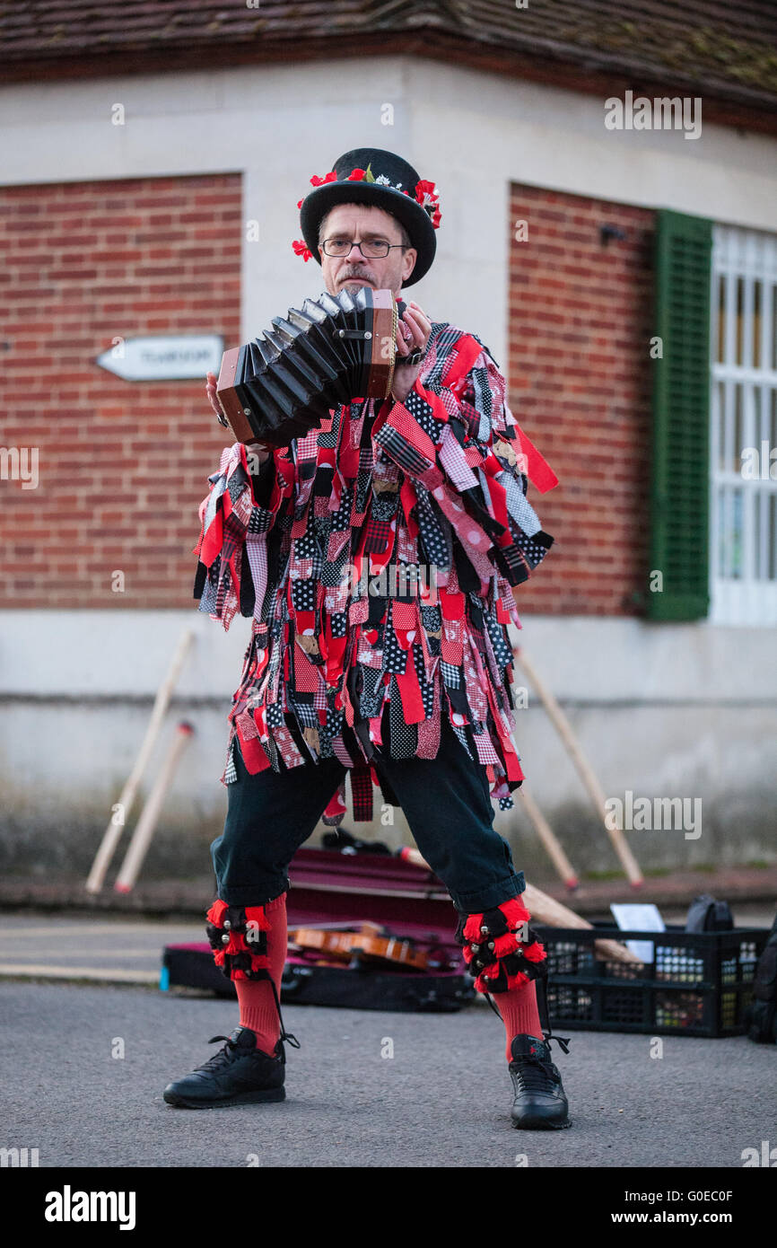 Runnymede, UK. 1st May, 2016. Datchet Morris Men provide a display of ...