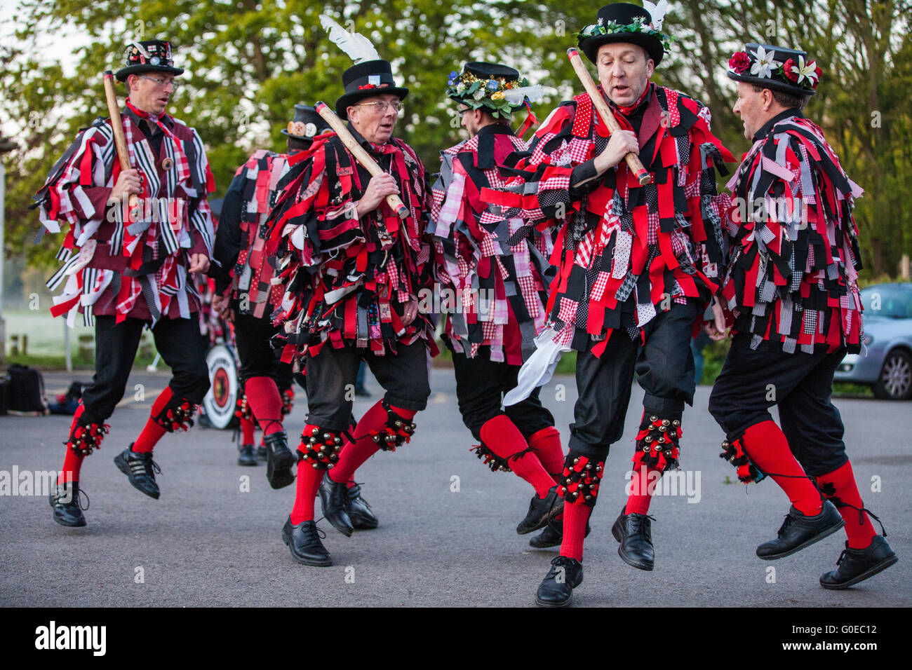 Runnymede, UK. 1st May, 2016. Datchet Morris Men provide a display of ...