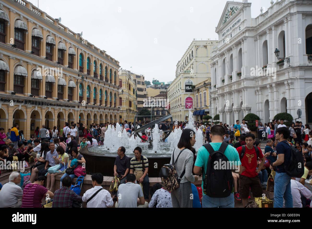 Macao. 1st May, 2016. Tourists visit the Largo Do Senado in Macao ...