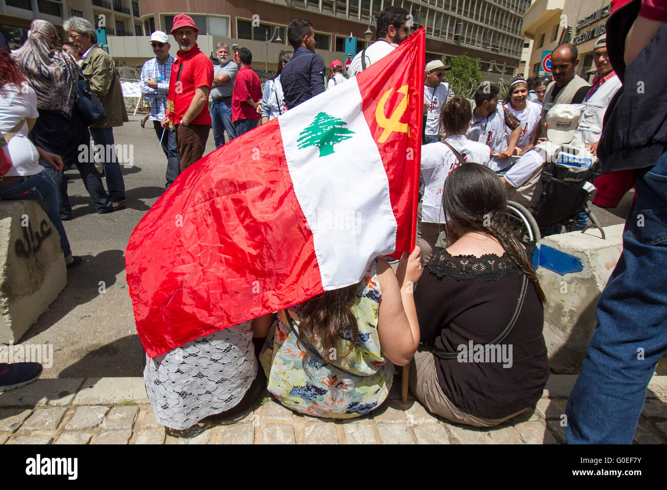 Beirut,Lebanon. 1st May 2016 . Members of the Lebanese communist party ...
