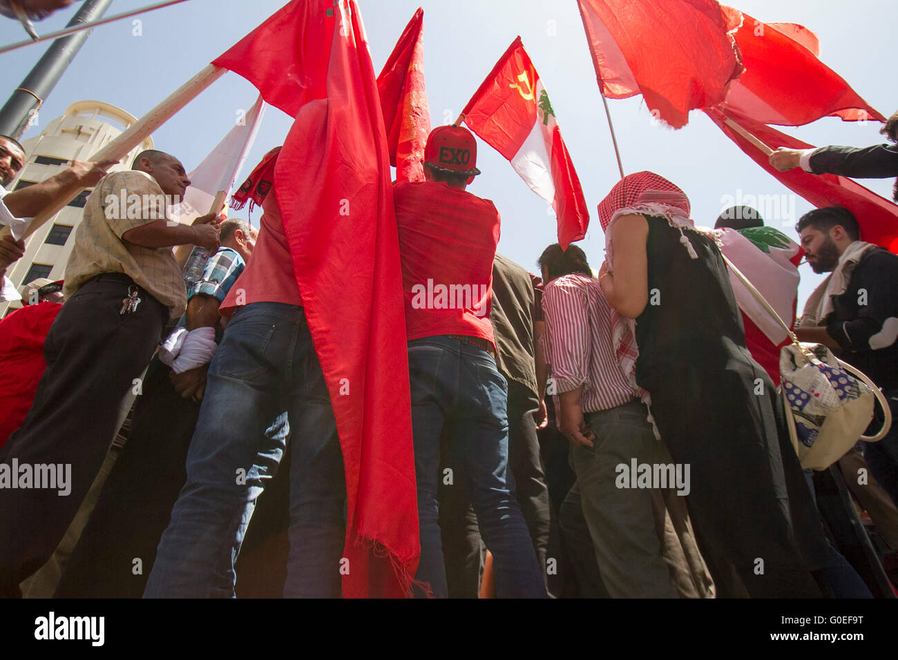 Beirut,Lebanon. 1st May 2016 . Members of the Lebanese communist party ...