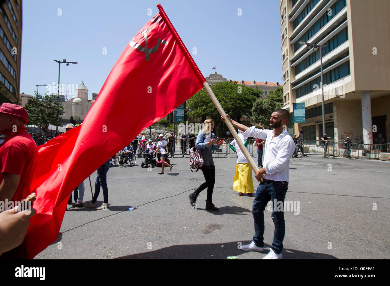 Beirut,Lebanon. 1st May 2016 . Members of the Lebanese communist party ...