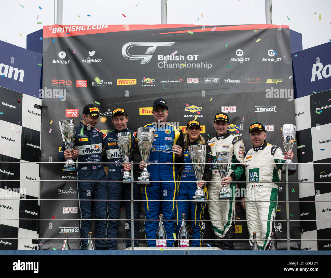 Rockingham, UK. 1st May, 2016. GT4 podium of round two of BritishGT at ...