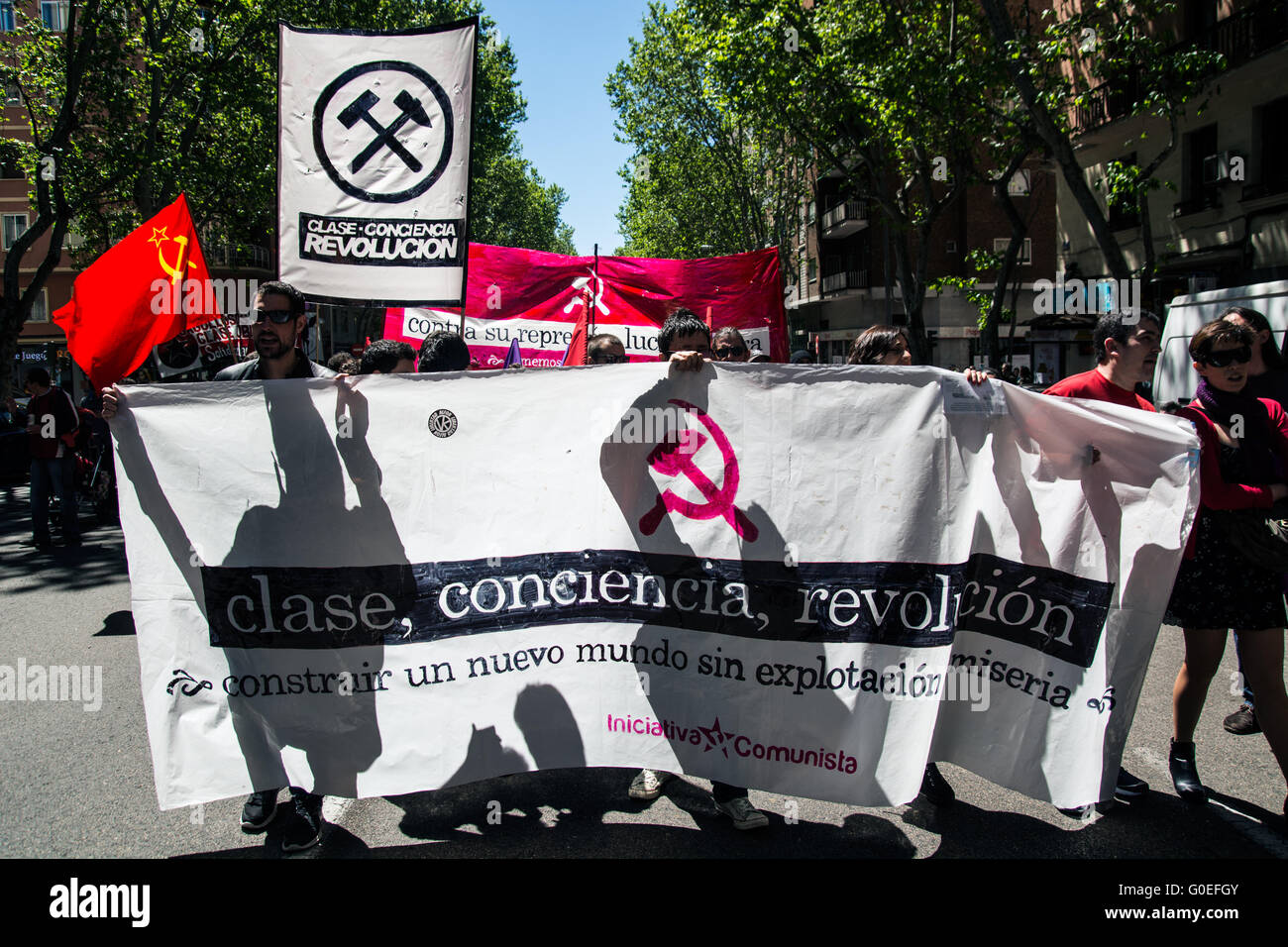 Madrid, Spain. 01st May, 2016. People demonstrating during Labour Day ...
