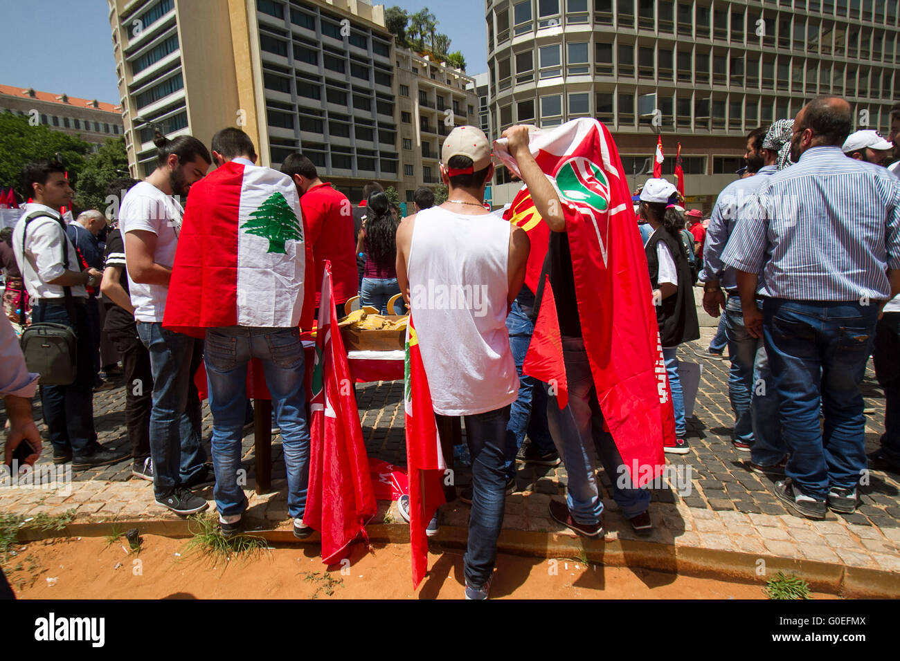 Beirut,Lebanon. 1st May 2016 . Members of the Lebanese communist party ...