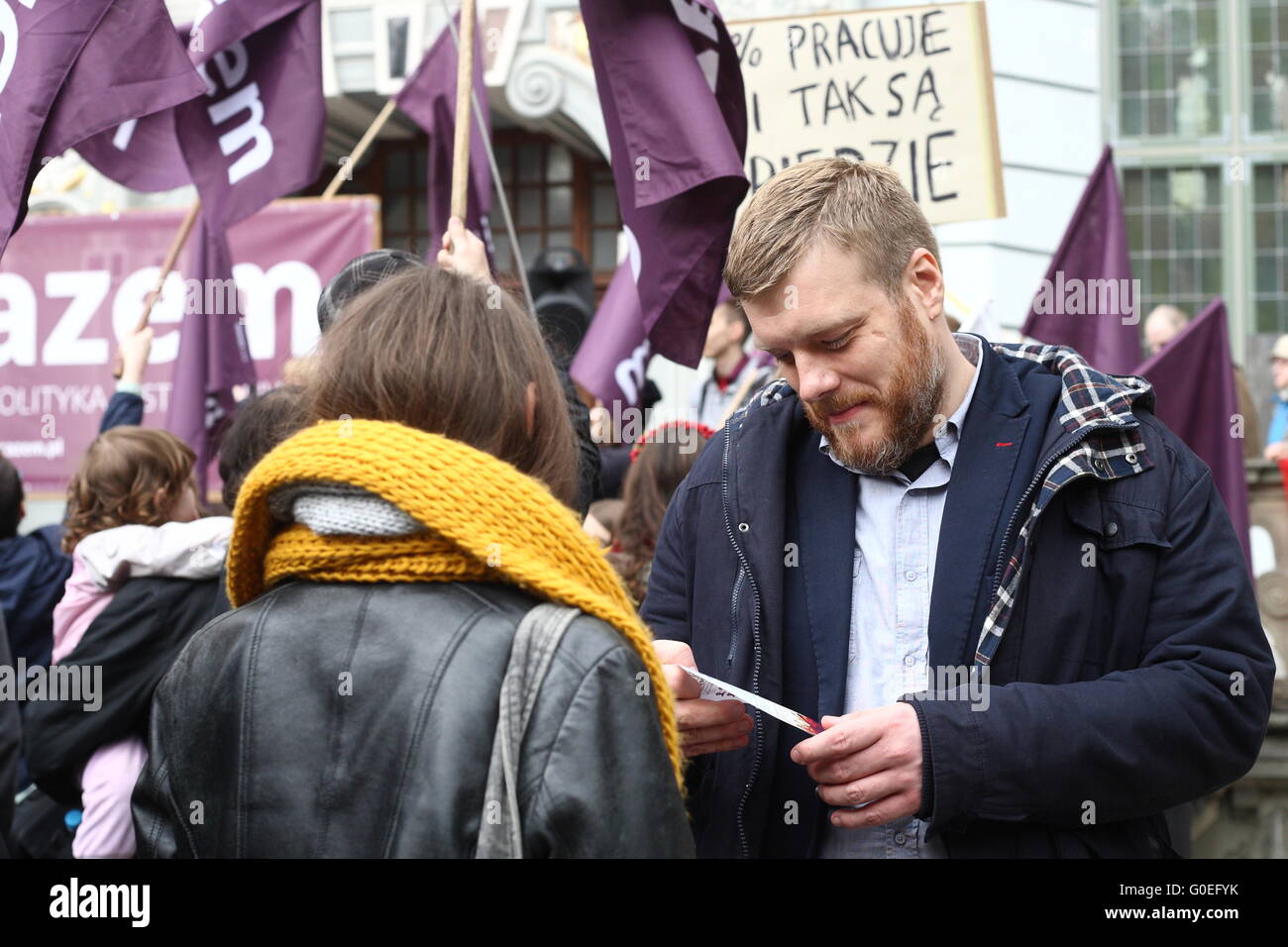 Gdansk, Poland 1st, May 2016 The RAZEM (Together) political party rally ...