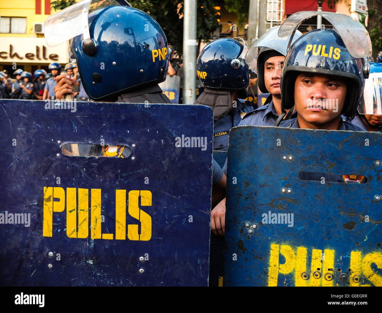 Manila, Philippines. 01st May, 2016. Members of the Anti-riot Police ...