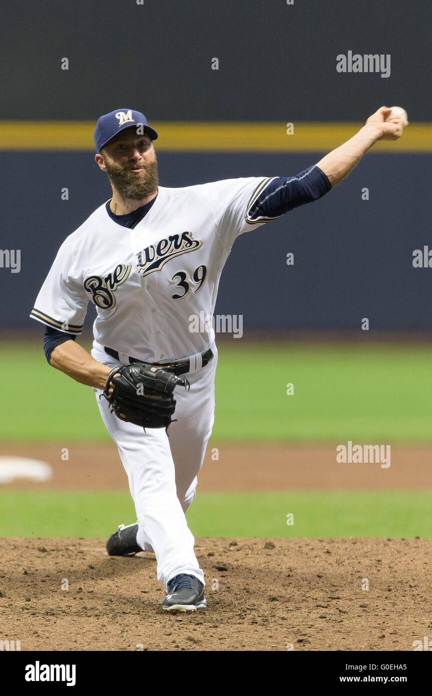 Milwaukee, WI, USA. 30th Apr, 2016. Milwaukee Brewers relief pitcher ...
