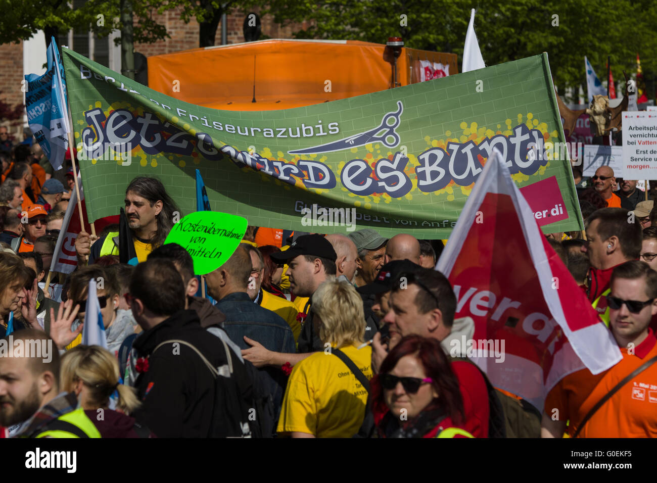 Berlin, Germany. 1st May, 2016. Members of trade unions, workers and ...