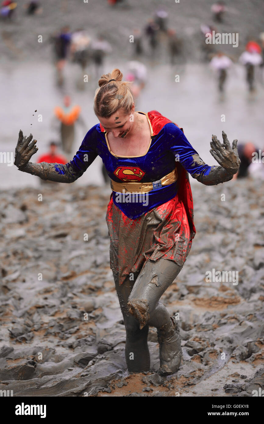 Maldon, Essex, UK. 1st May, 2016. A competitor dressed as Supergirl ...