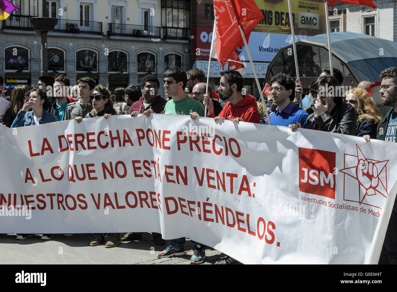 Madrid, Spain, 1 th May 2016. Workers demand to raise minimum wage in ...