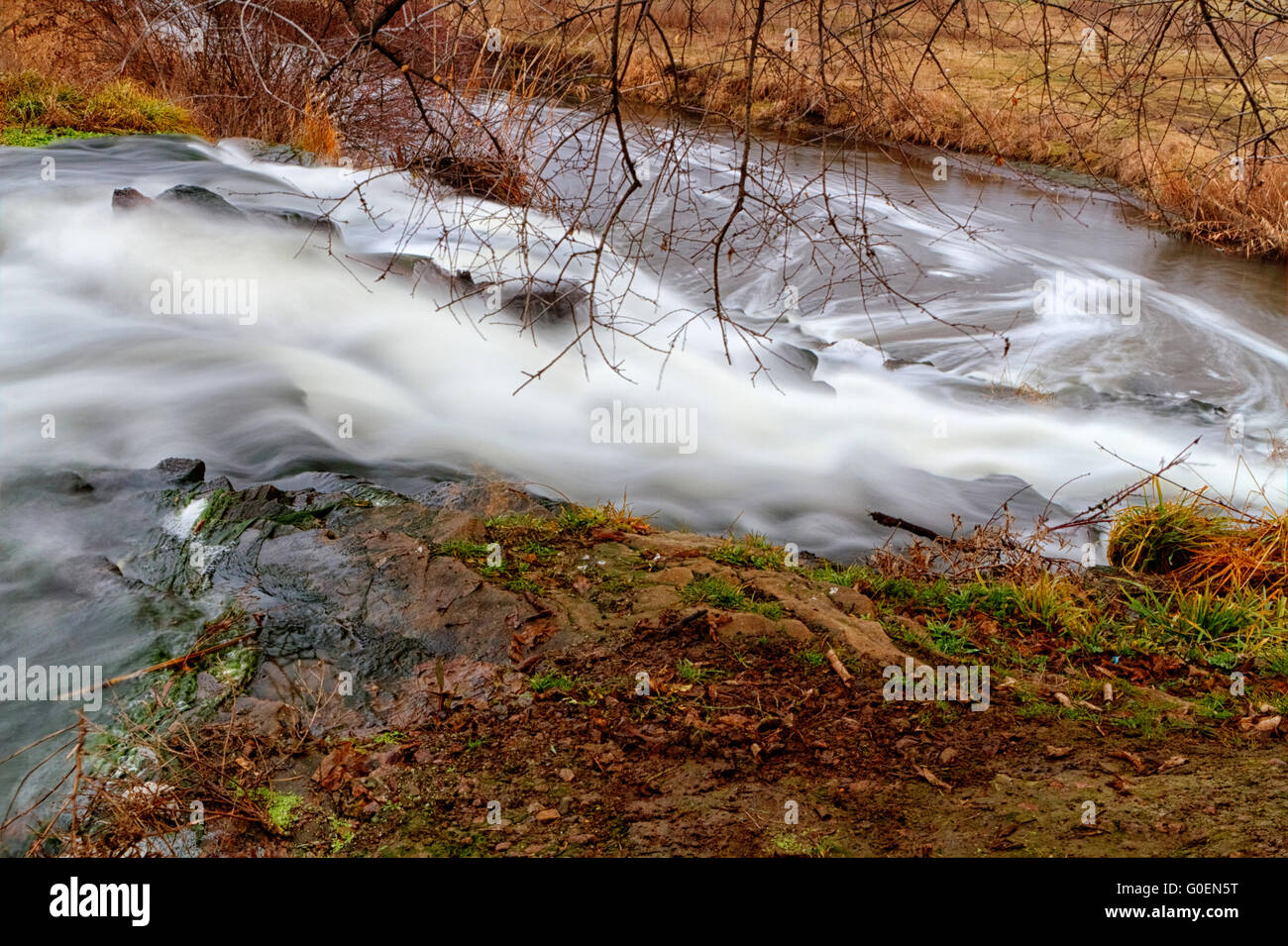waterfall on the river Kalmius Stock Photo - Alamy