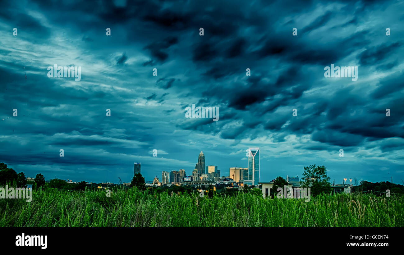 stormy weather brewing over charlotte north carolina skyline Stock ...