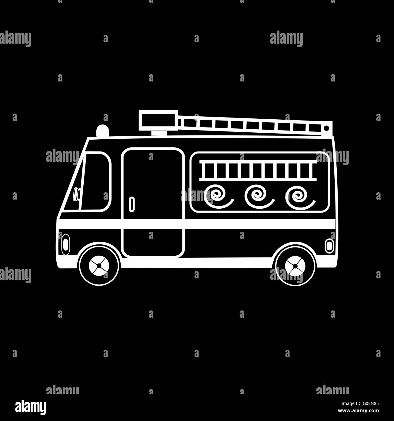 Fire truck water rescue Black and White Stock Photos & Images - Alamy