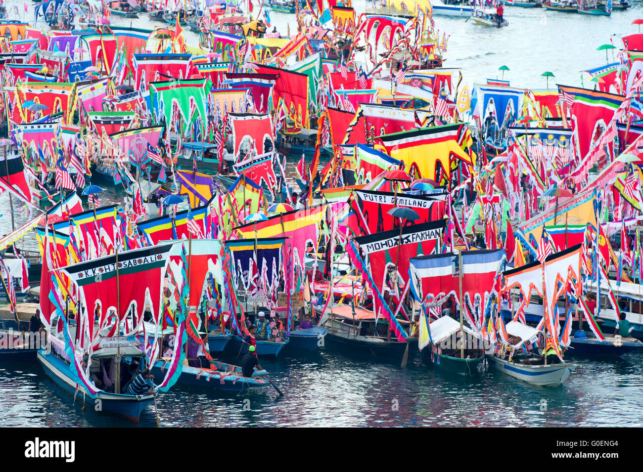 Traditional Bajau's boat called Lepa Lepa decorated with colorfull ...