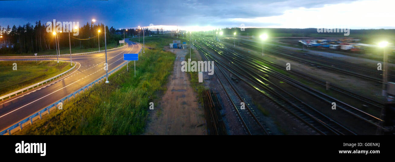 Panorama railroad highway Panorama railroad highway Stock Photo - Alamy