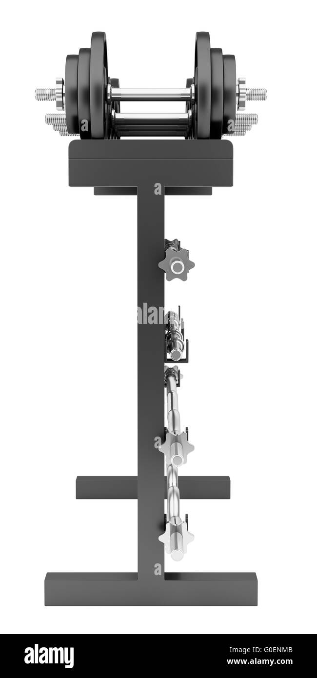 gym weight rack isolated on white background Stock Photo - Alamy