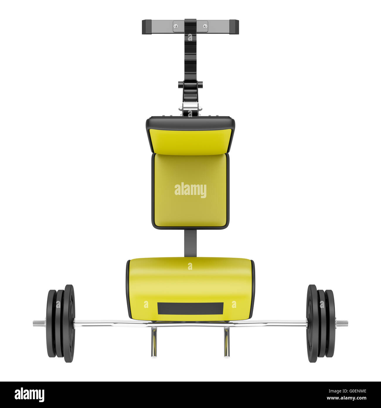 top view of gym arm curl bench with barbell Stock Photo - Alamy