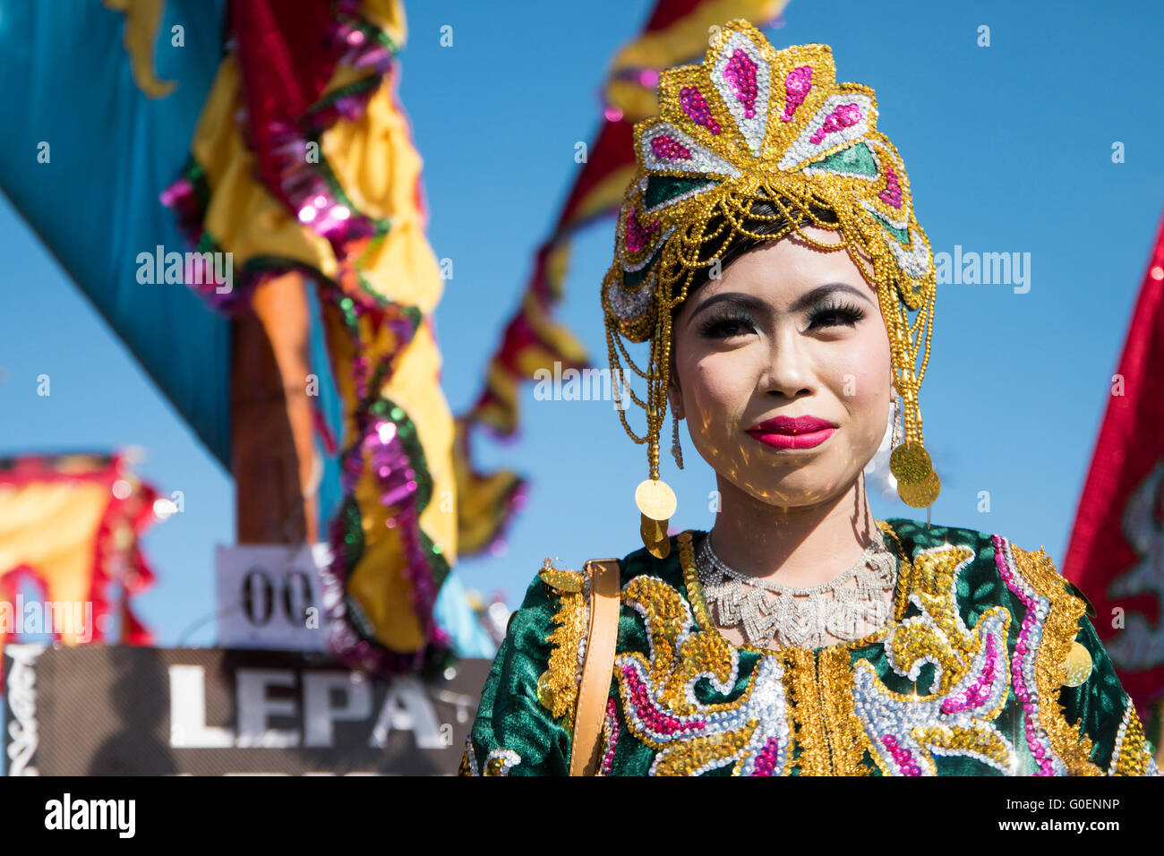 Bajau lady pose for camera on traditional boat called Lepa decorated ...
