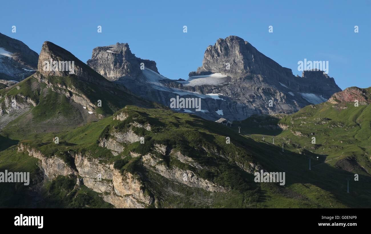 High mountains and Jochpass chair lift Stock Photo - Alamy
