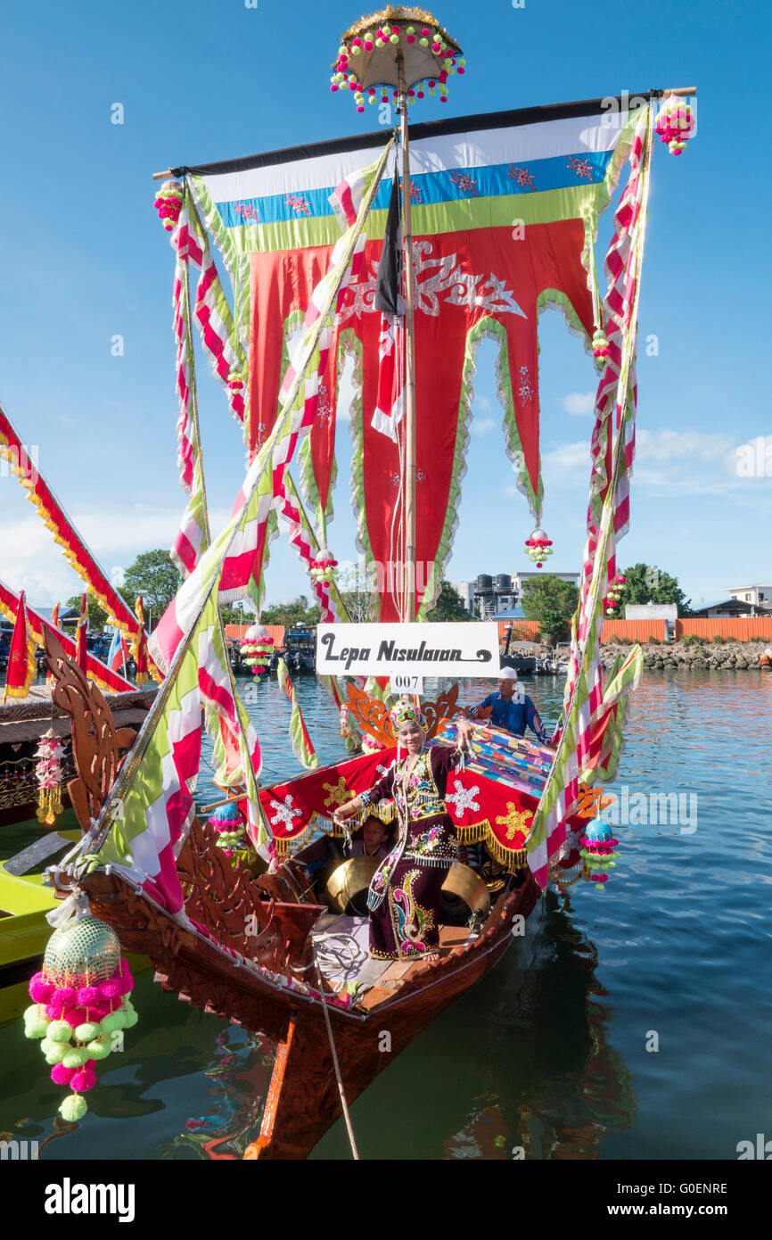 Bajau lady perform daling-daling dance on traditional boat called Lepa ...