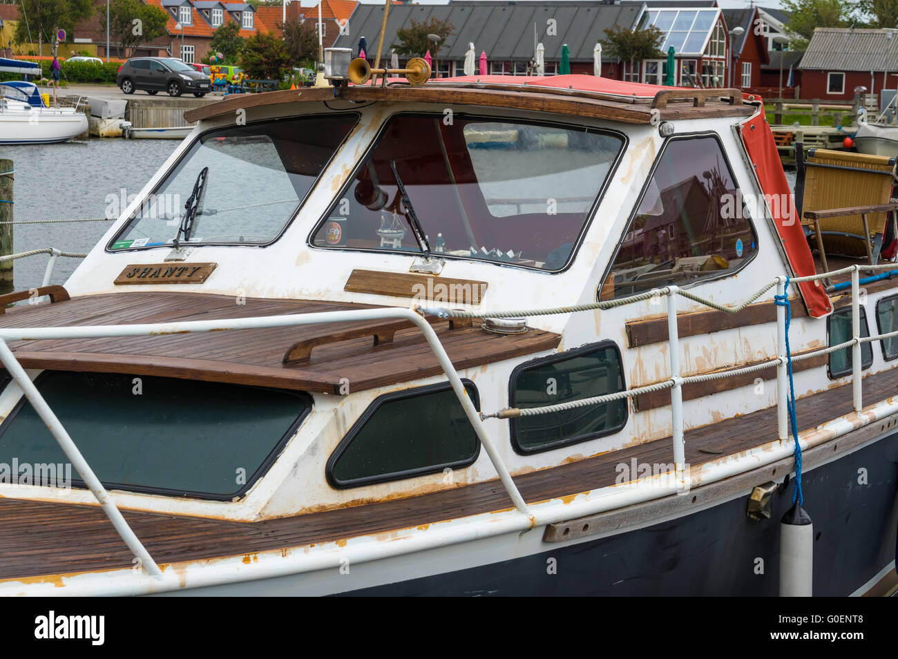Haven with boat Stock Photo - Alamy
