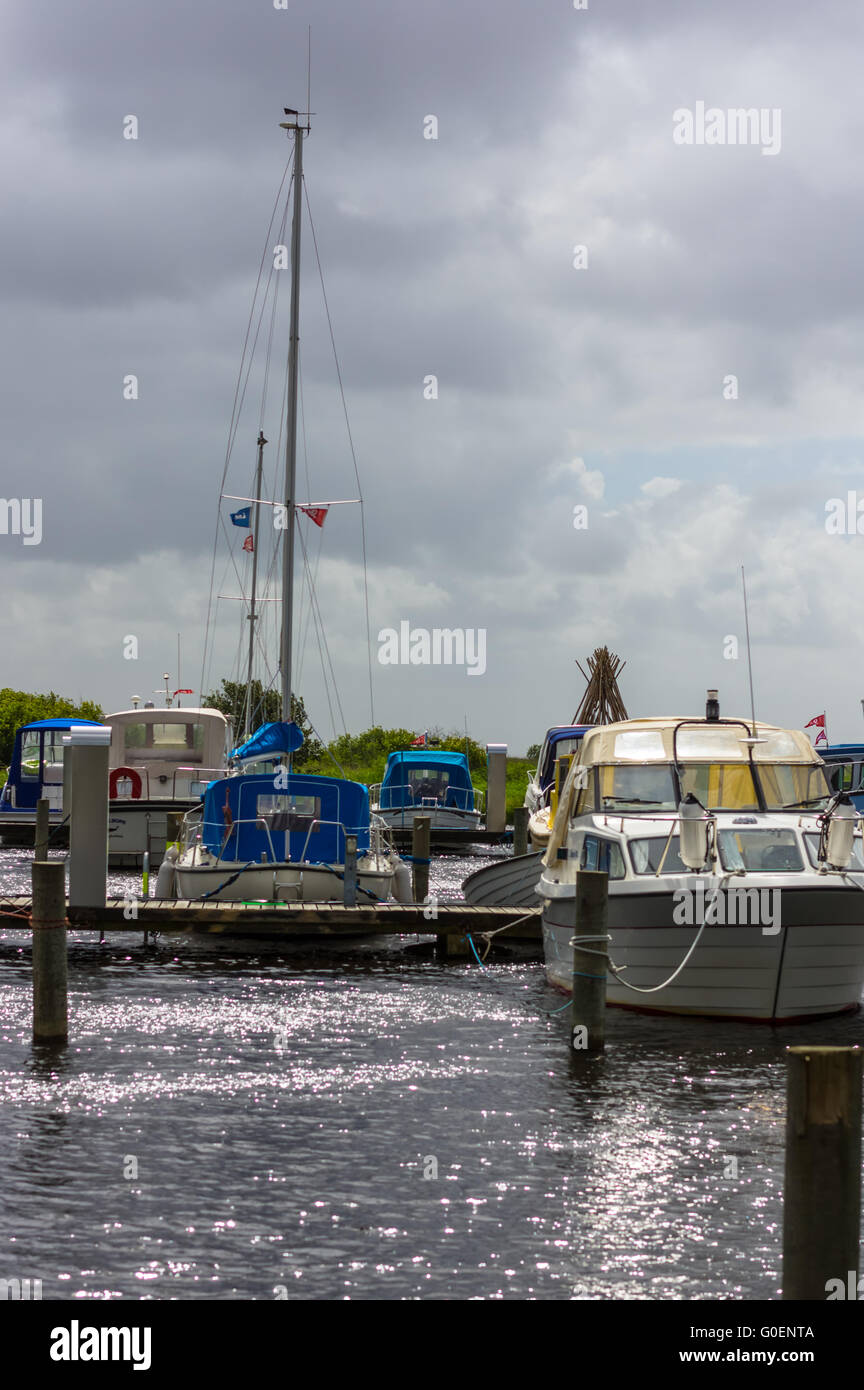Haven with boat Stock Photo - Alamy
