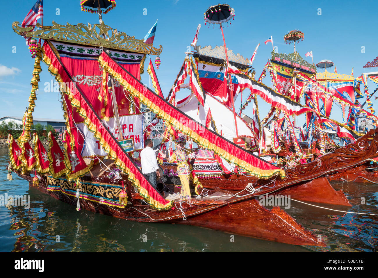 Traditional Bajau's boat called Lepa Lepa decorated with colorfull ...