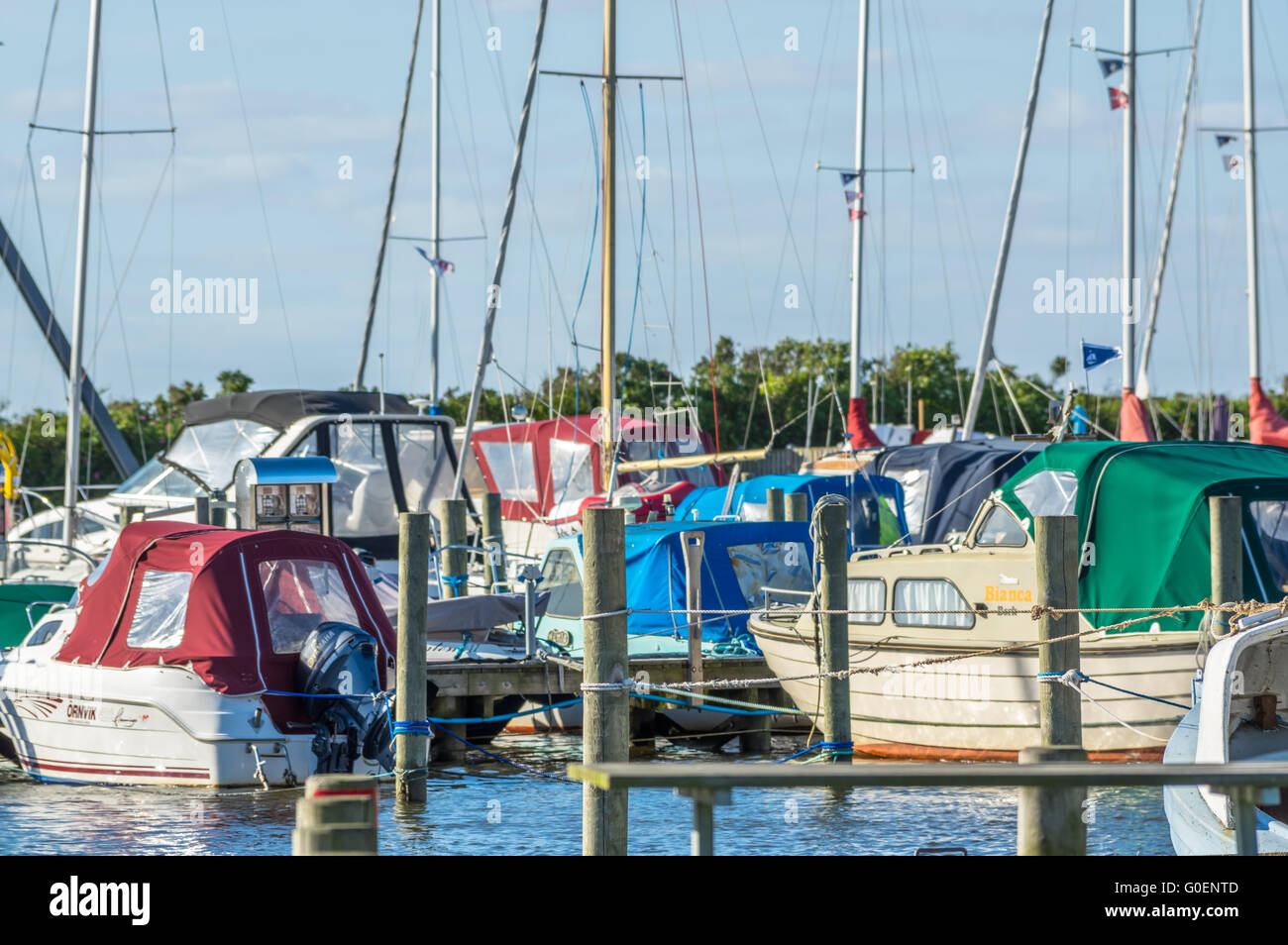 Haven with boat Stock Photo - Alamy