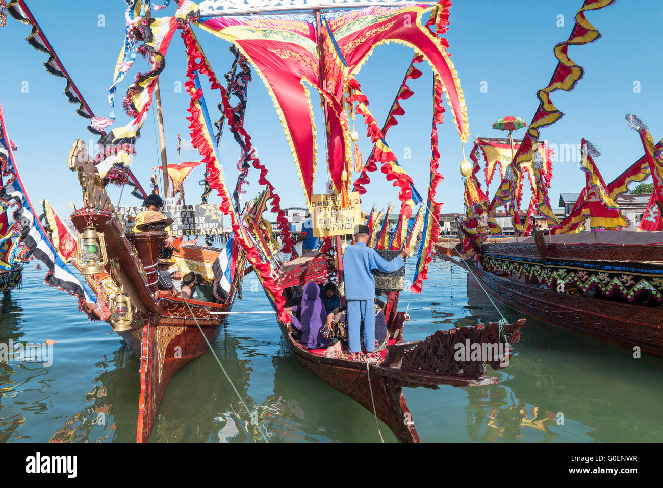 Traditional Bajau's boat called Lepa Lepa decorated with colorfull ...
