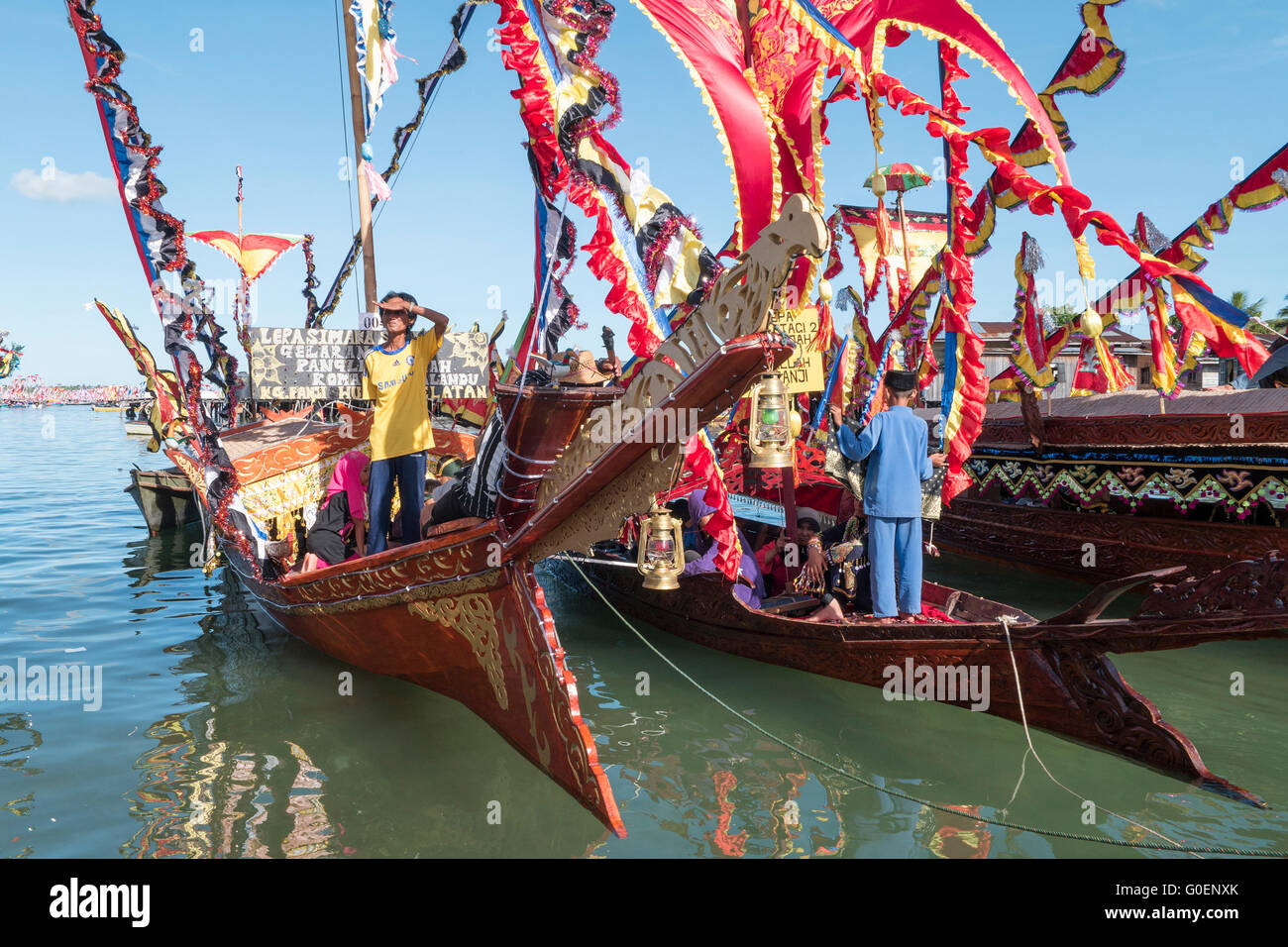 Traditional Bajau's boat called Lepa Lepa decorated with colorfull ...
