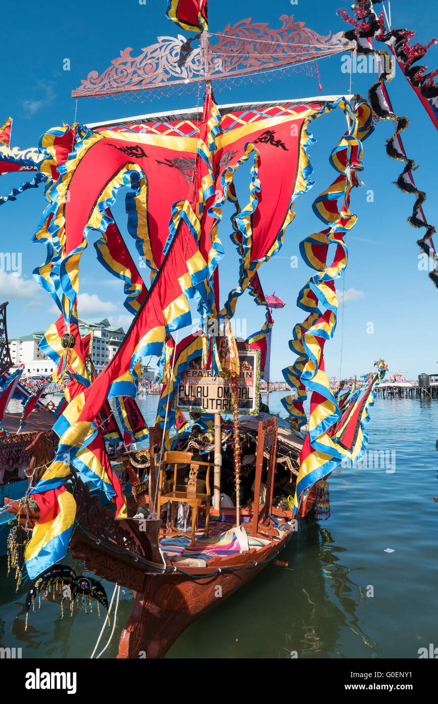 Traditional Bajau's boat called Lepa Lepa decorated with colorfull ...