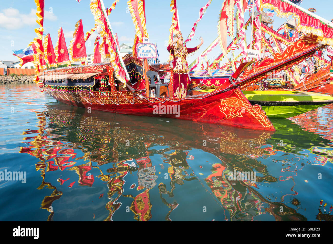 Bajau lady perform Daling-Daling dance on traditional boat called Lepa ...
