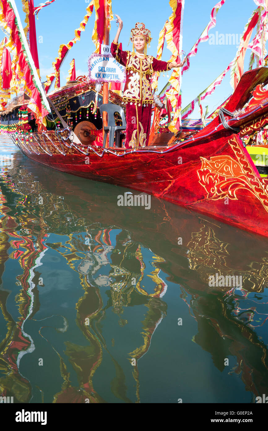 Bajau lady perform Daling-Daling dance on traditional boat called Lepa ...