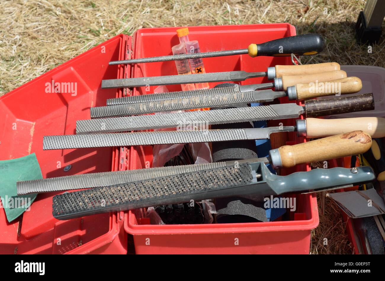 Row of tools for woodworking Stock Photo - Alamy