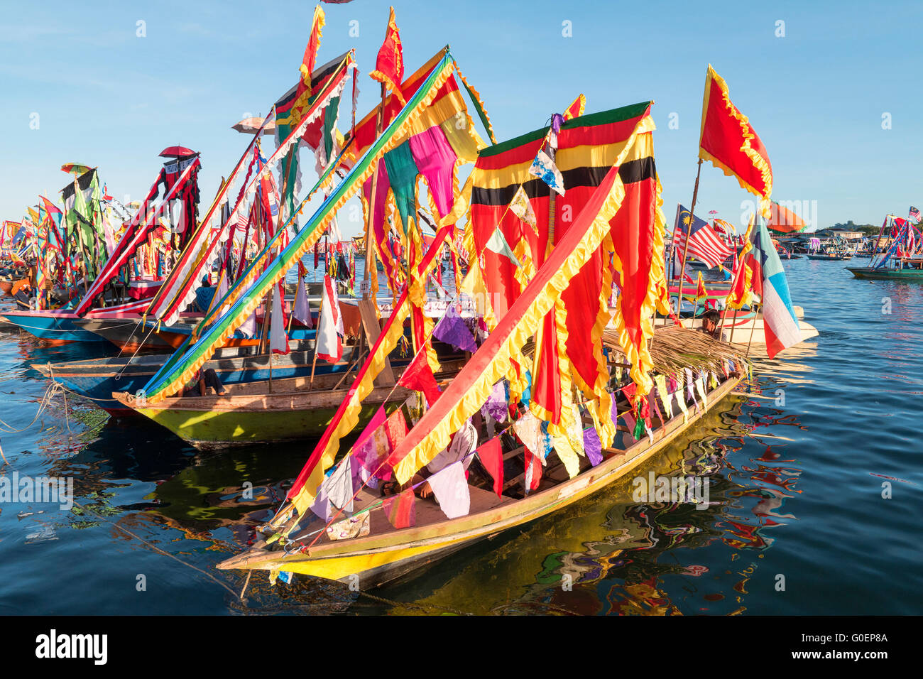 Traditional Bajau's boat called Lepa Lepa decorated with colorfull ...