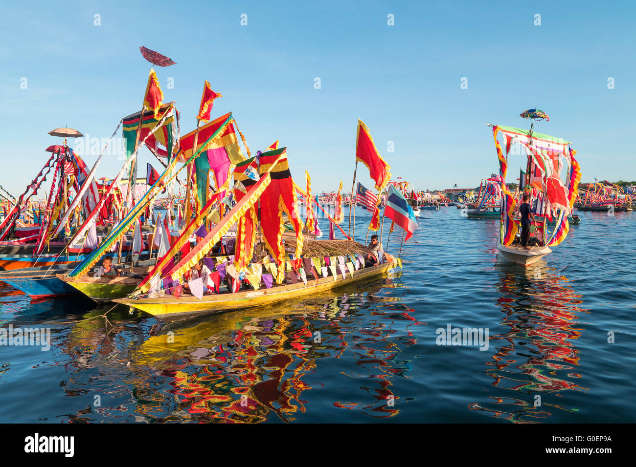 Traditional Bajau's boat called Lepa Lepa decorated with colorfull ...