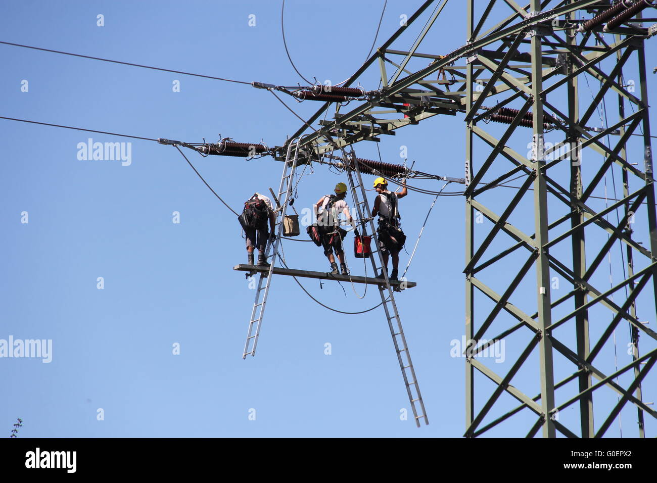 Electromagnetic pollution overhead power line hi-res stock photography ...