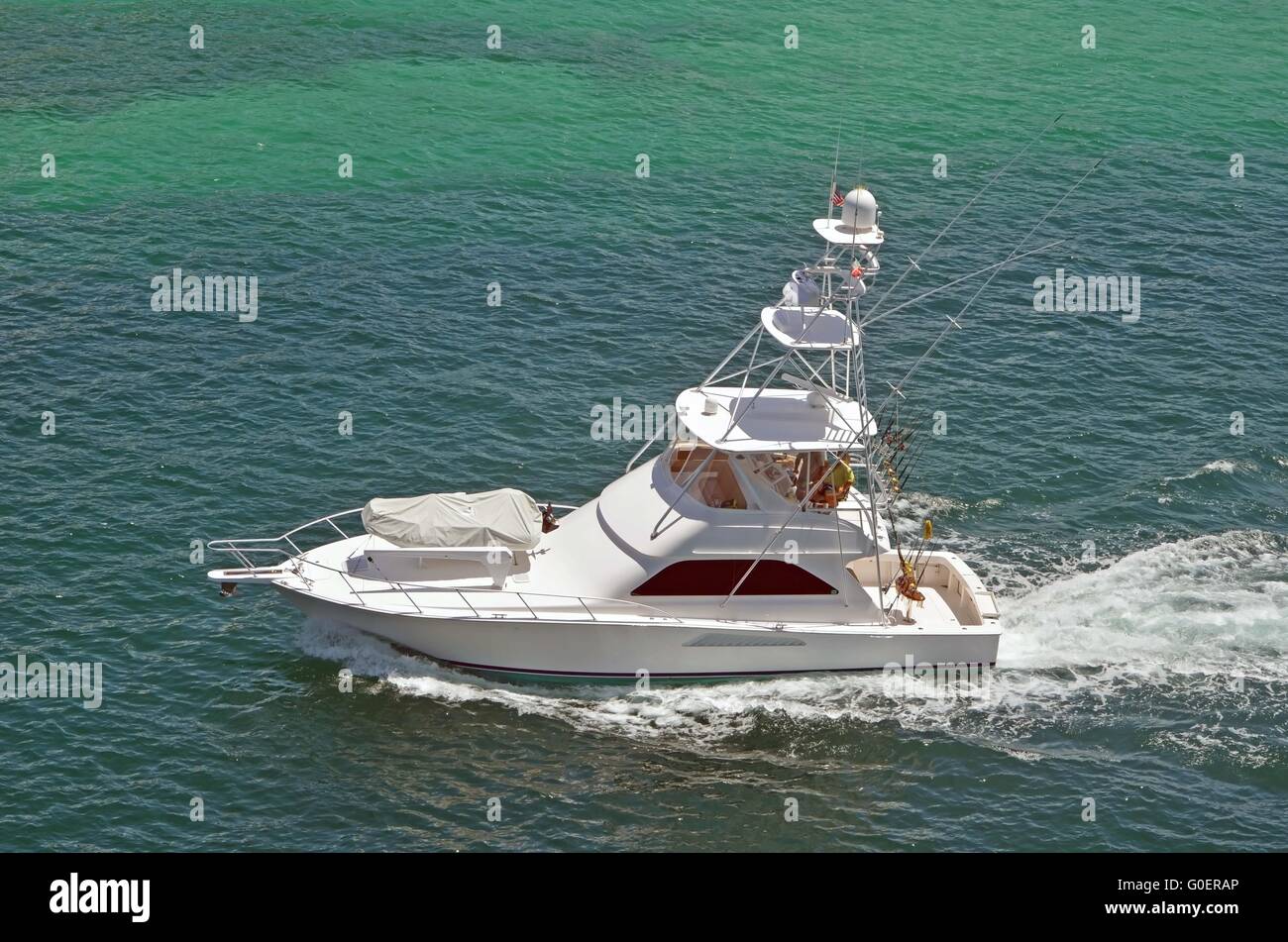 Luxury sport fishing boat with flying brige Stock Photo - Alamy