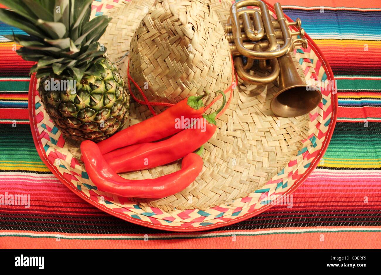 Mexican fiesta poncho rug in bright colors with s Stock Photo - Alamy