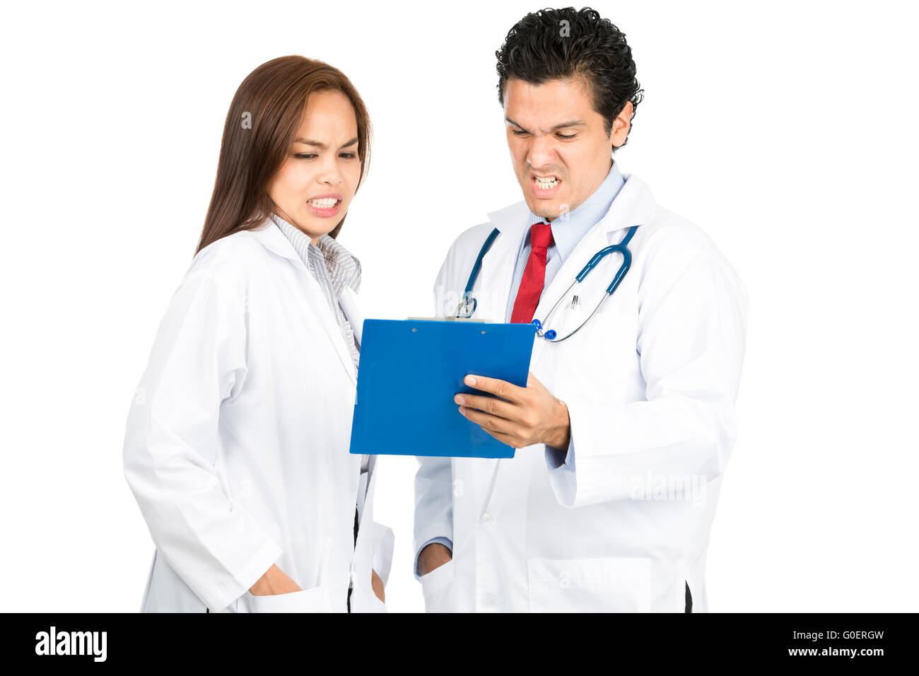 Bad Reaction Asian Hispanic Doctors Team Charts H Stock Photo - Alamy