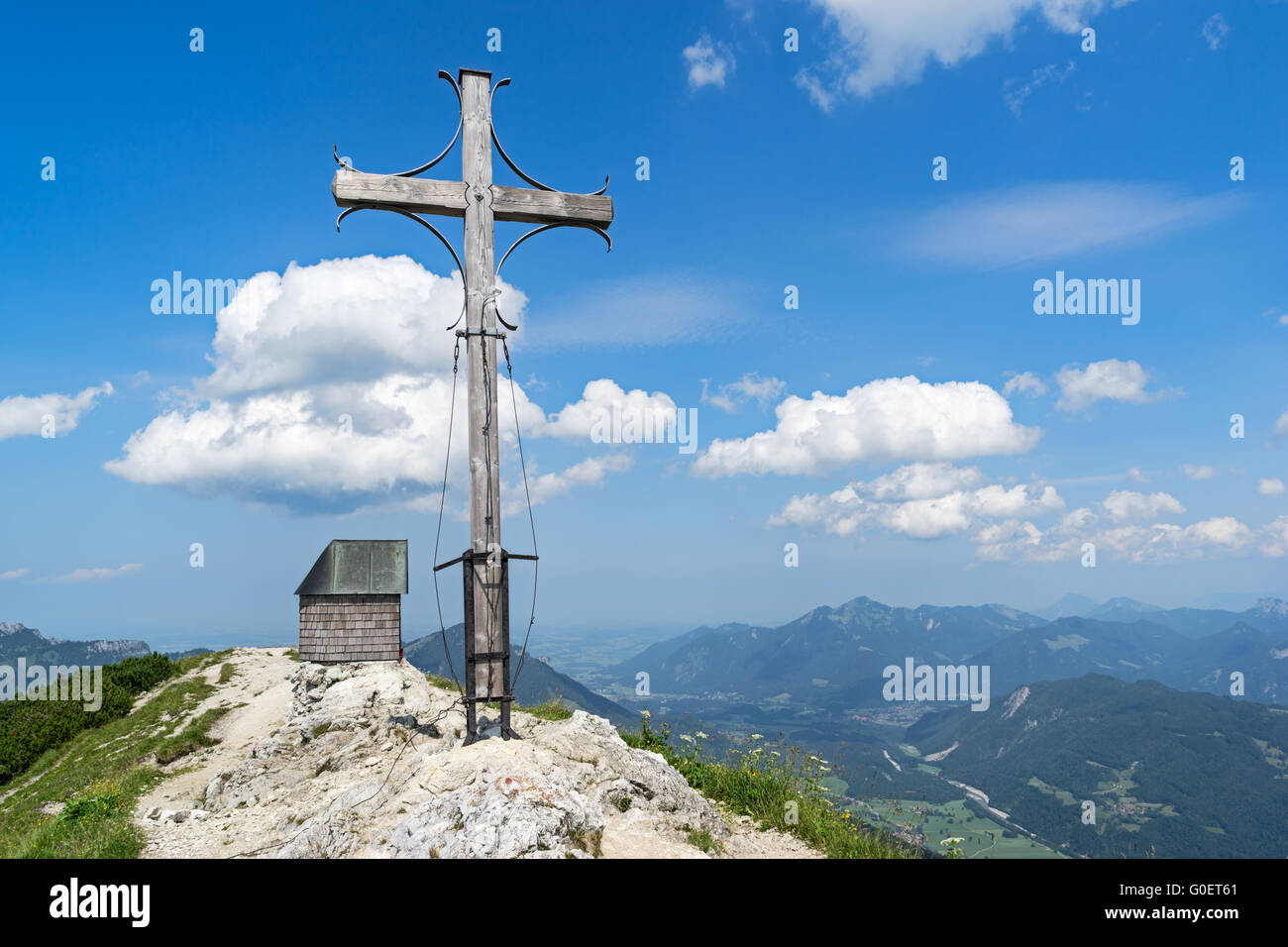 Summit cross of Mt. Geigelstein Stock Photo - Alamy