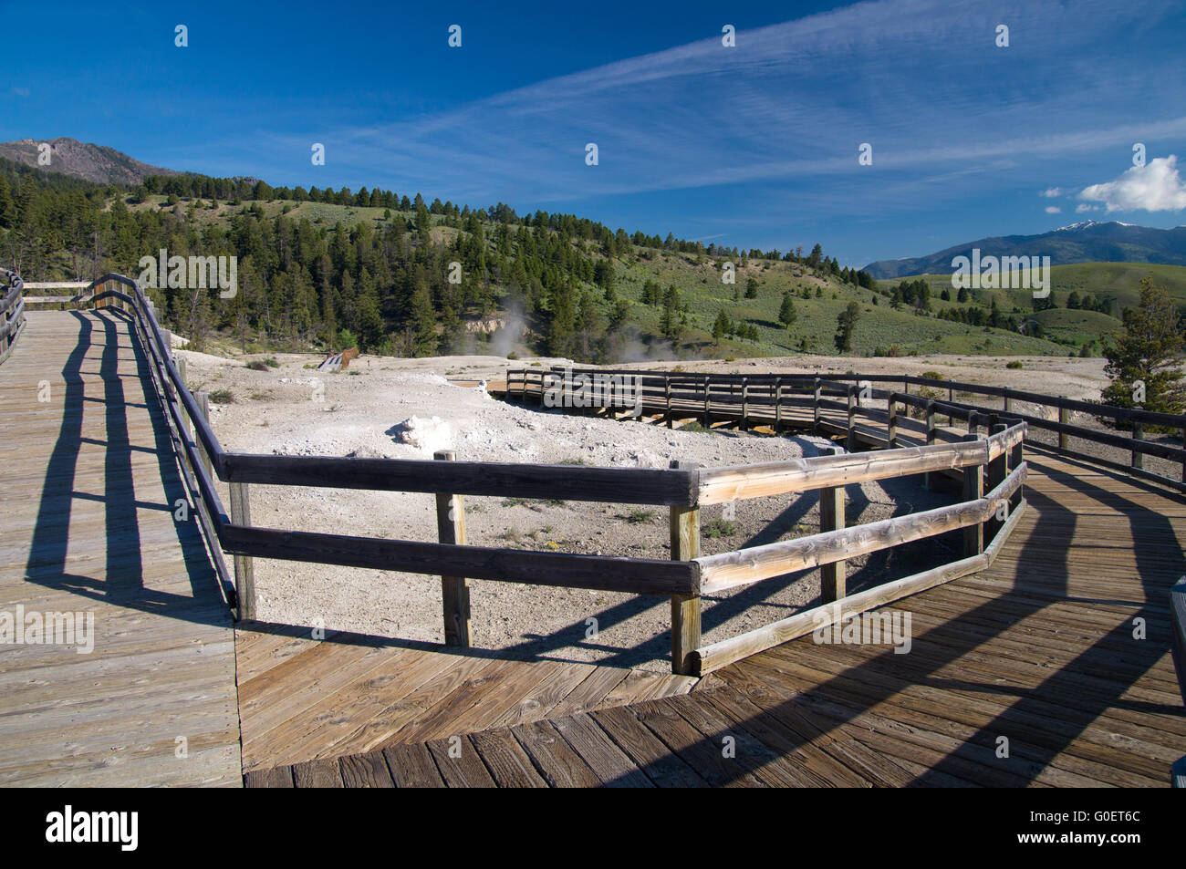 Empty boardwalks at Mammoth Hot Springs Stock Photo - Alamy