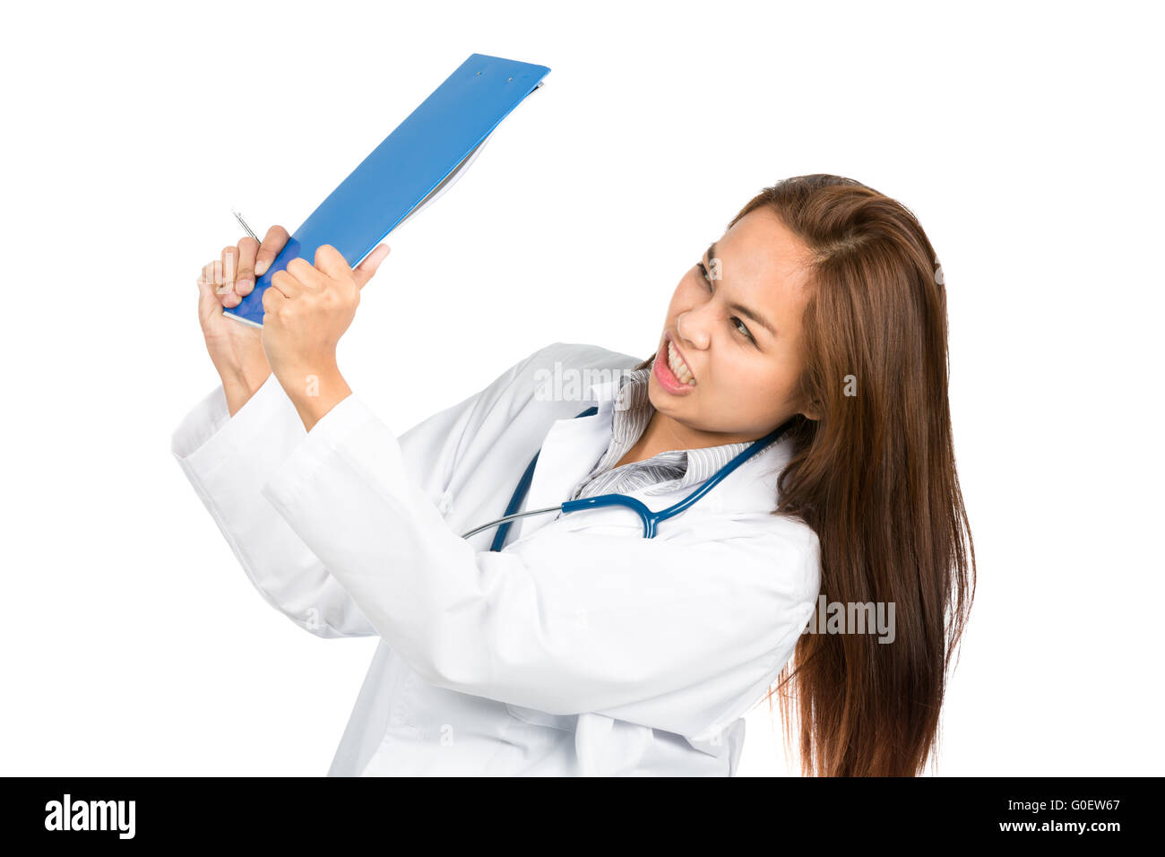 Asian Female Doctor Defensive Position Half H Stock Photo - Alamy