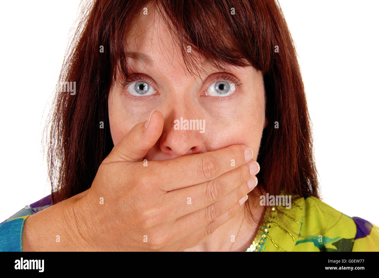 Closeup of a very scared woman Stock Photo - Alamy