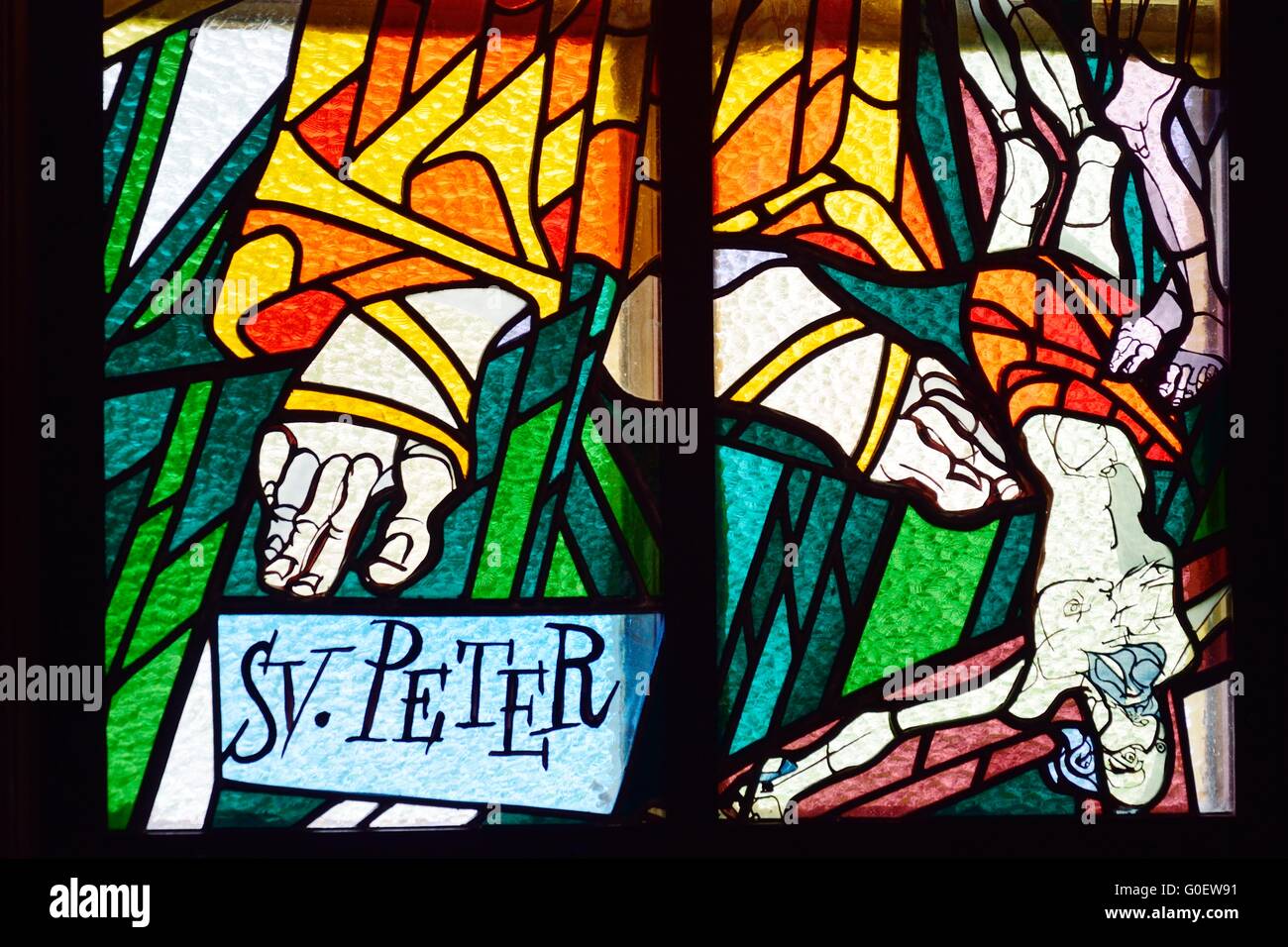 Detail of St Peter stained glass Stock Photo - Alamy