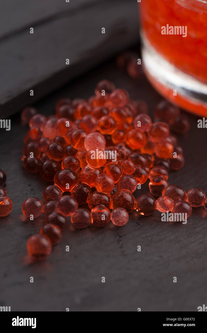 strawberry caviar, molecular gastronomy Stock Photo - Alamy